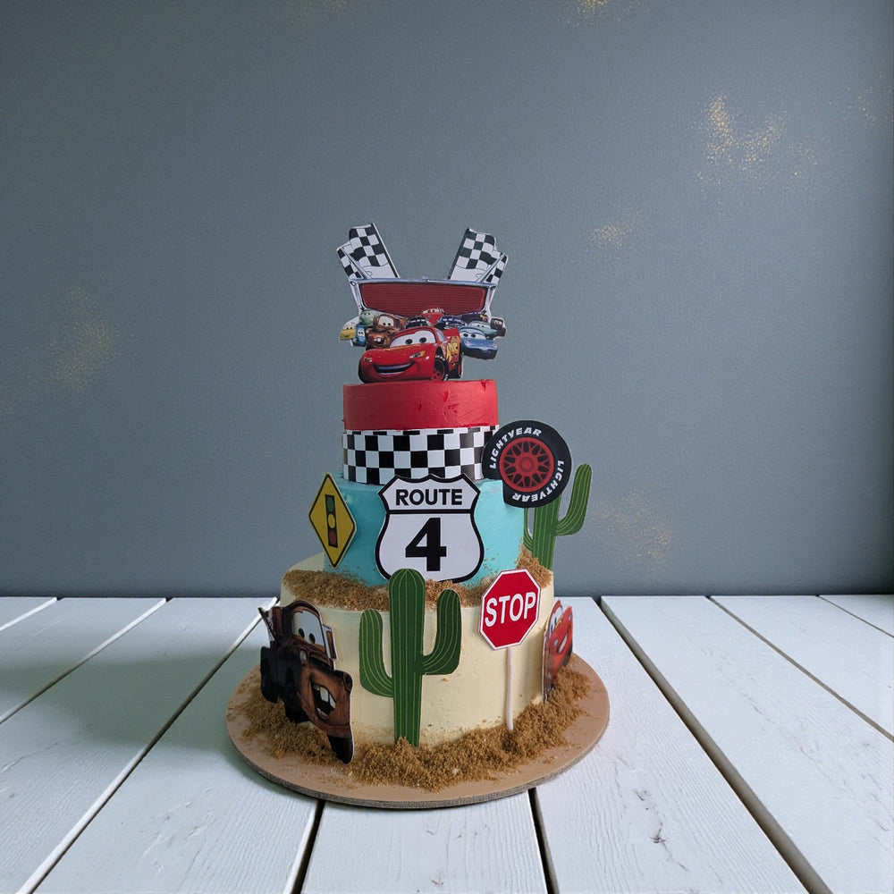 Cars Racing Theme Mini 1 kg Tier Cake – Lightning McQueen Birthday Cak