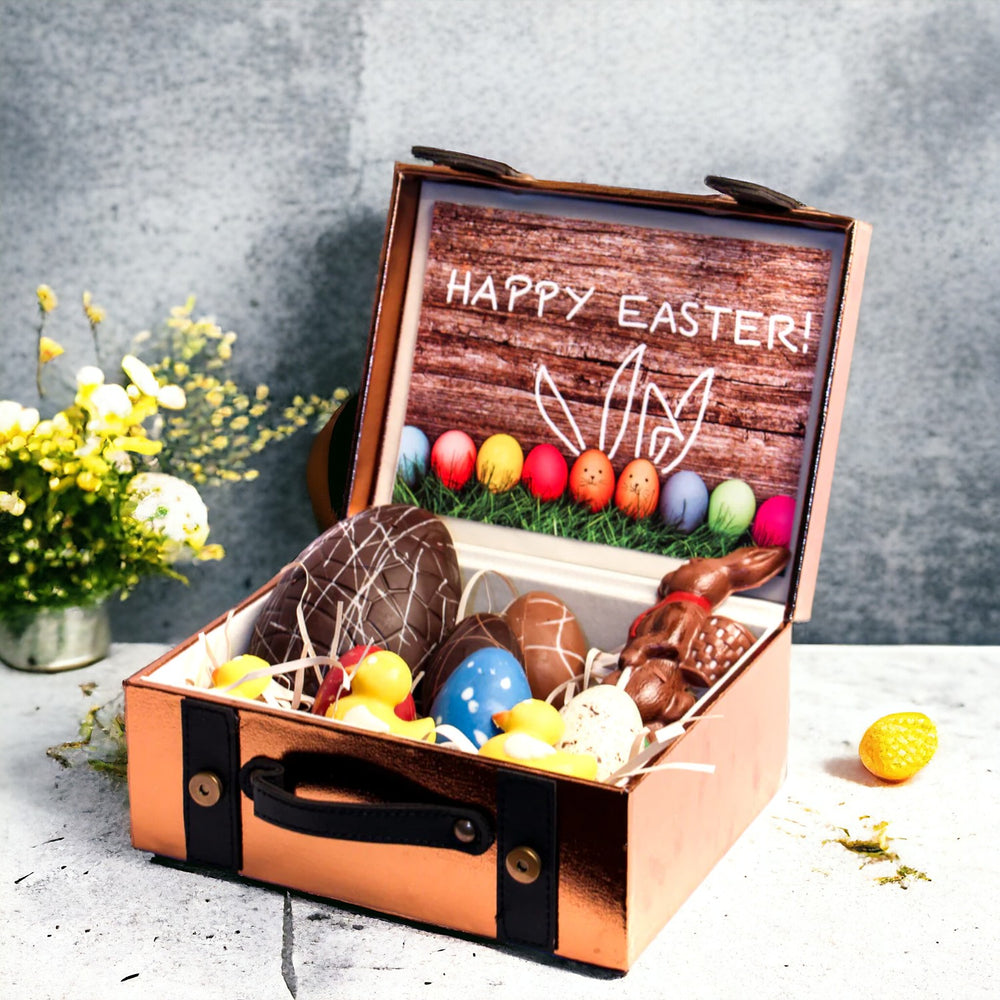 ZOROY Happy Easter Message Suitcase with Large Egg's Bunnies & Ducks G