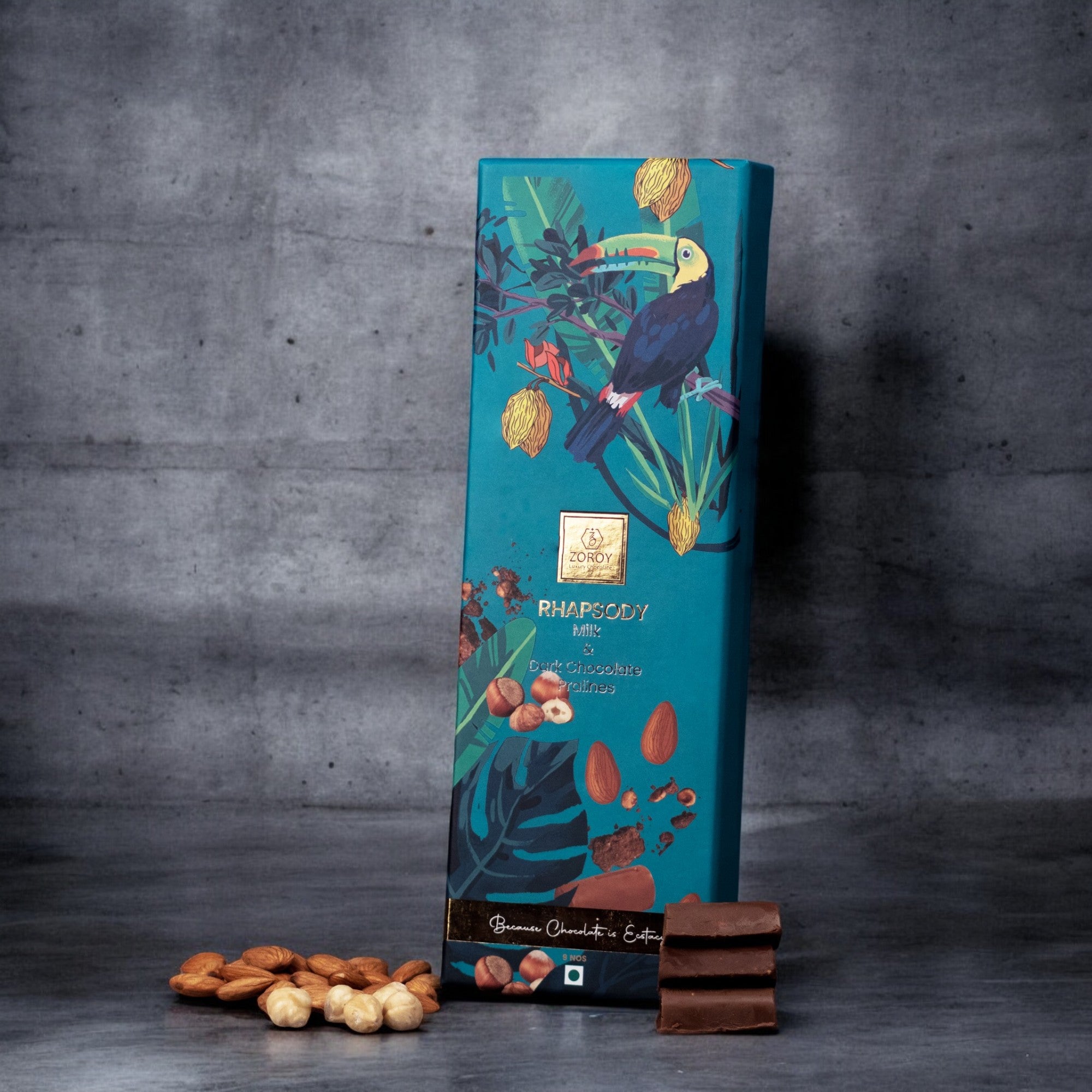ZOROY Luxury Chocolate Rhapsody Box of 9 Milk and dark Assorted Pure C